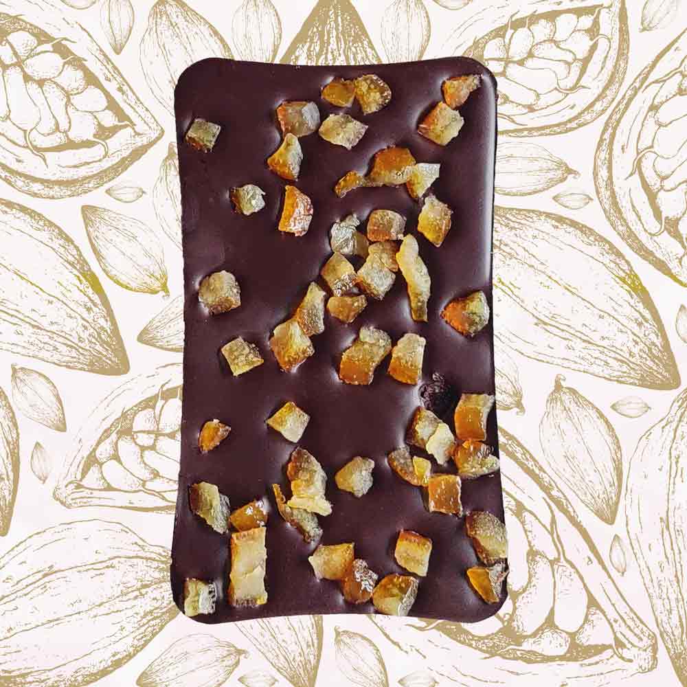 Dark Chocolate Bar with Orange Pieces (100g) | Danieli Chocolates