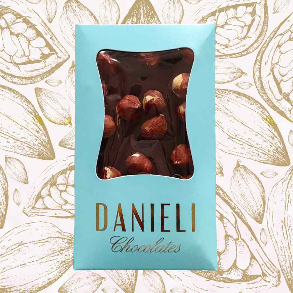 Dark Chocolate Bar with Whole Hazelnuts | Danieli Chocolates